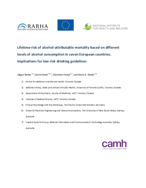 (PDF) Lifetime-risk of alcohol-attributable mortality based on ...