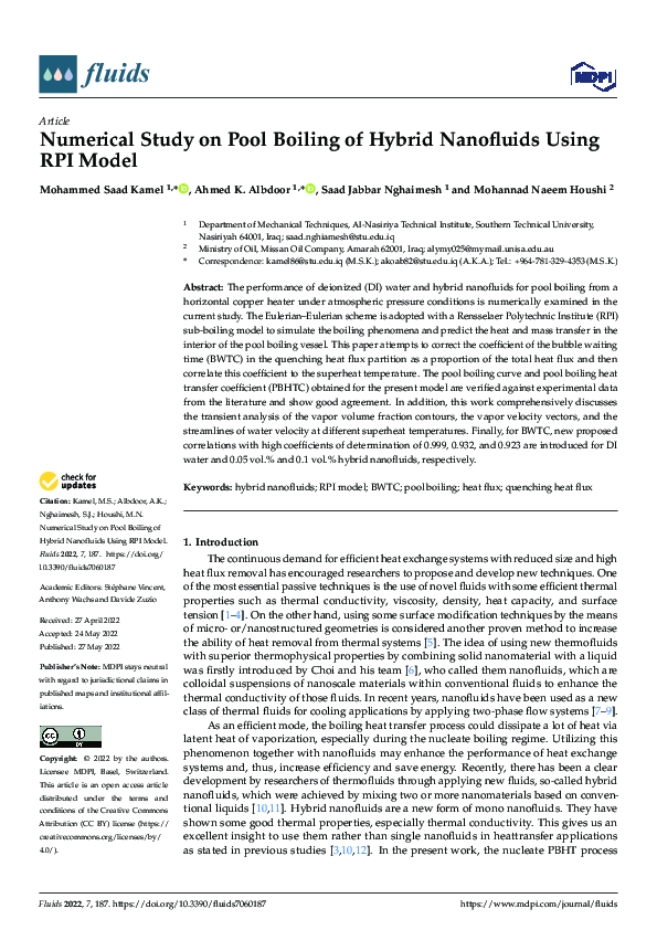 Numerical Study on Pool Boiling of Hybrid Nanofluids Using RPI Model