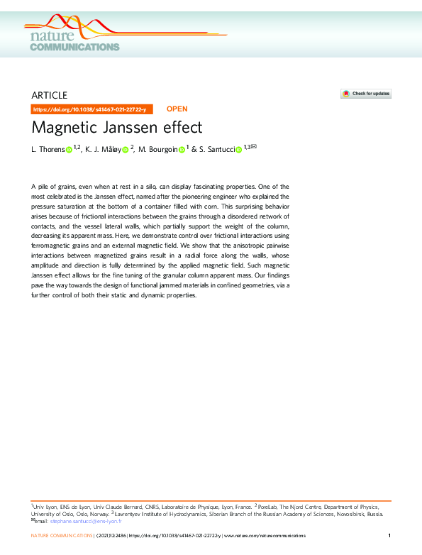 (PDF) Magnetic Janssen effect