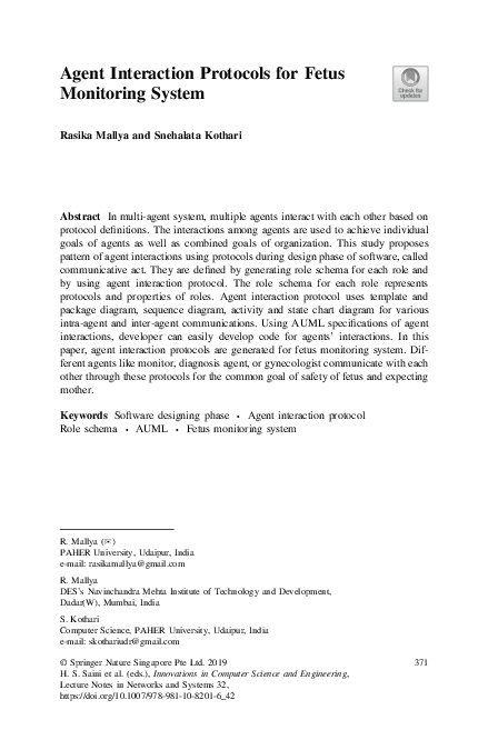 (PDF) Agent Interaction Protocols for Fetus Monitoring System