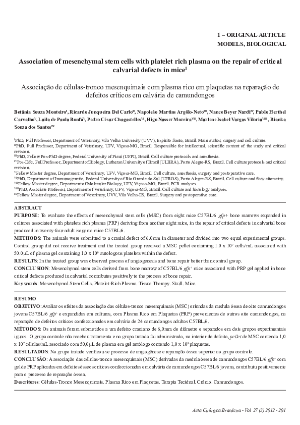 (PDF) MSC and PRP in bone repair