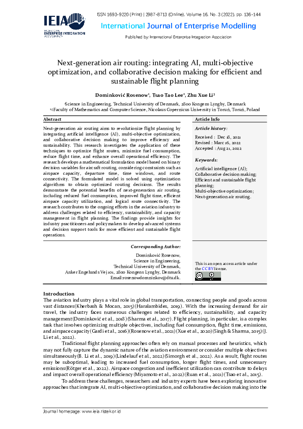 (PDF) Next-generation air routing: integrating AI, multi-objective optimization, and ...