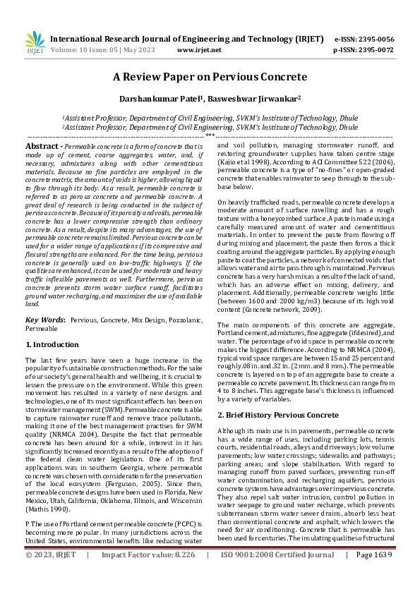 (PDF) A Review Paper on Pervious Concrete