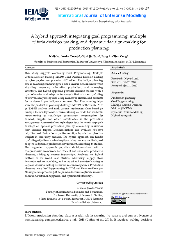 (PDF) A hybrid approach integrating goal programming, multiple criteria decision making, and ...