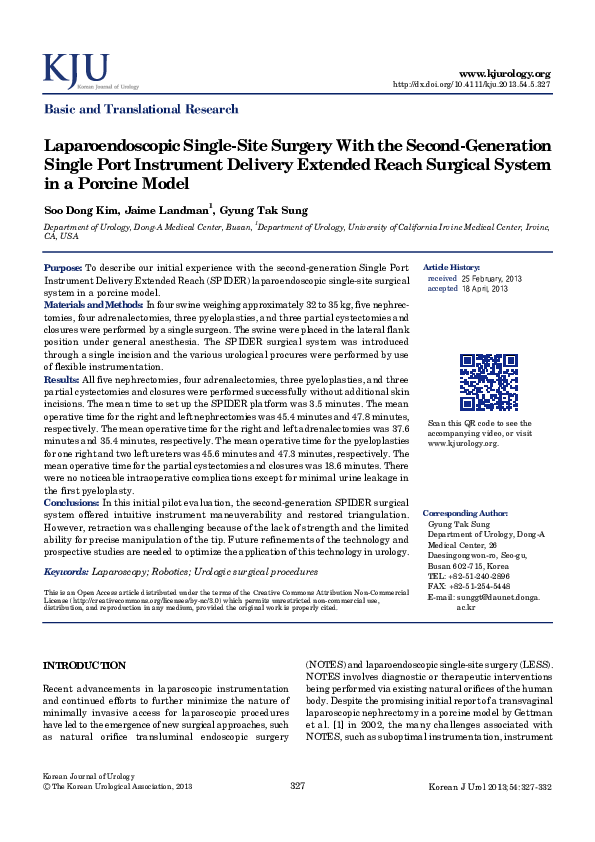 (PDF) Laparoendoscopic single-site surgery with the second-generation ...