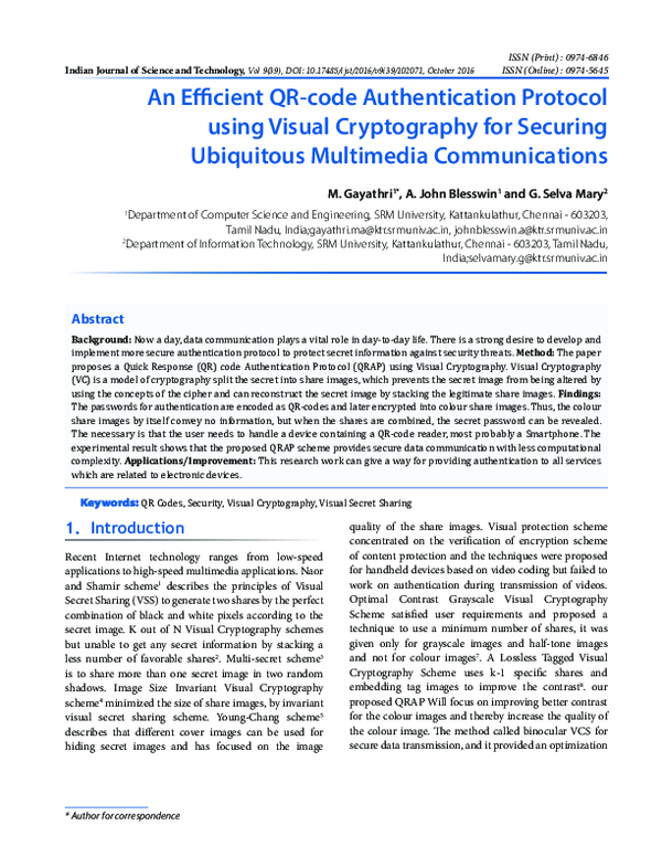 (PDF) An Efficient QR-code Authentication Protocol using Visual ...