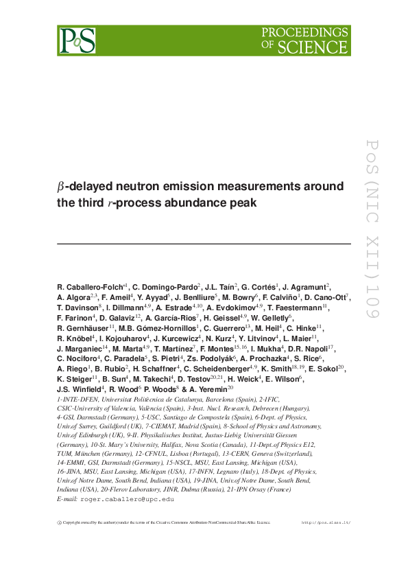 (PDF) Β-Delayed Neutron Emission Measurements Around the Third R ...