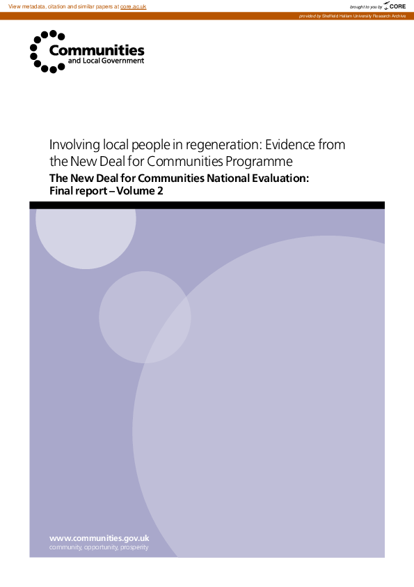 (PDF) Involving local people in regeneration: Evidence from the New ...