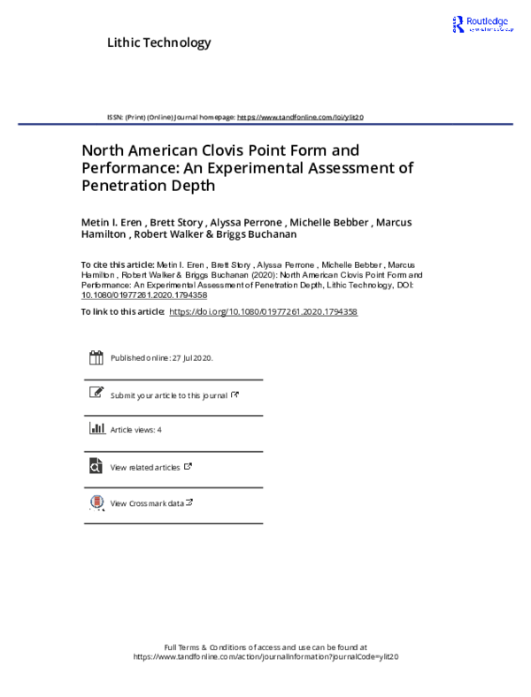 (PDF) North American Clovis Point Form and Performance: An Experimental Assessment of ...