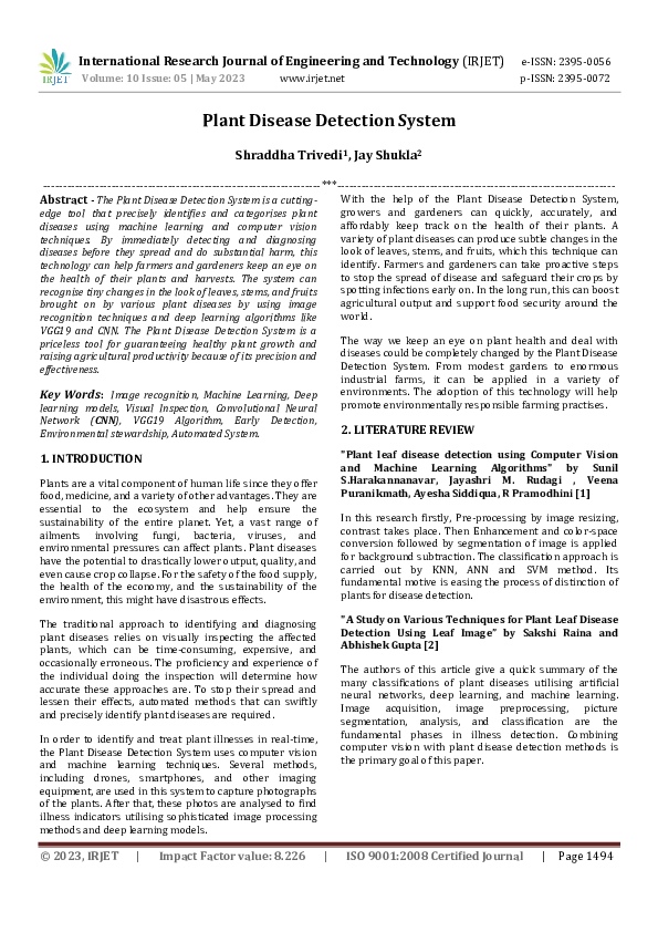 Pdf Plant Disease Detection System