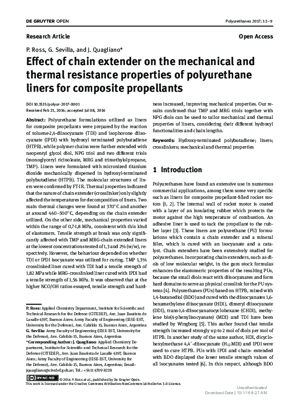 (PDF) Effect of chain extender on the mechanical and thermal resistance ...