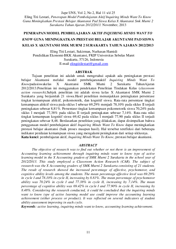 (PDF) Penerapan Model Pembelajaran Aktif Inquiring Minds Want to Know Guna Meningkatkan Prestasi ...