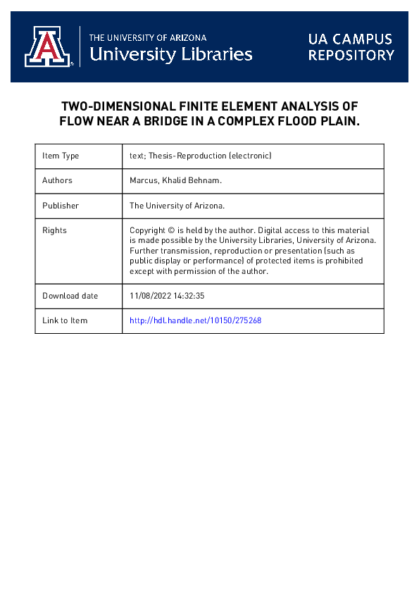 (PDF) Two-Dimensional Finite Element Analysis of Flow Near a Bridge in a Complex Flood Plain