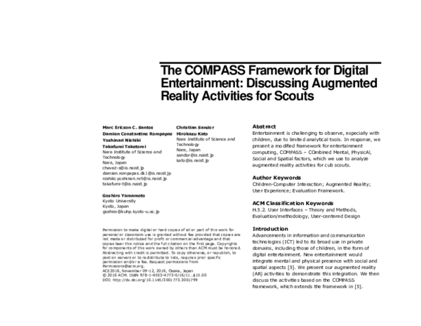 (PDF) The COMPASS Framework for Digital Entertainment