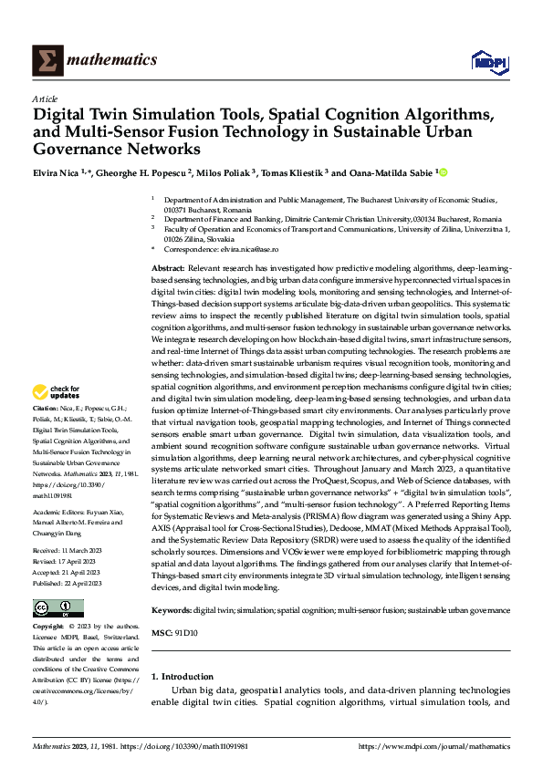 (PDF) Digital Twin Simulation Tools, Spatial Cognition Algorithms, and ...
