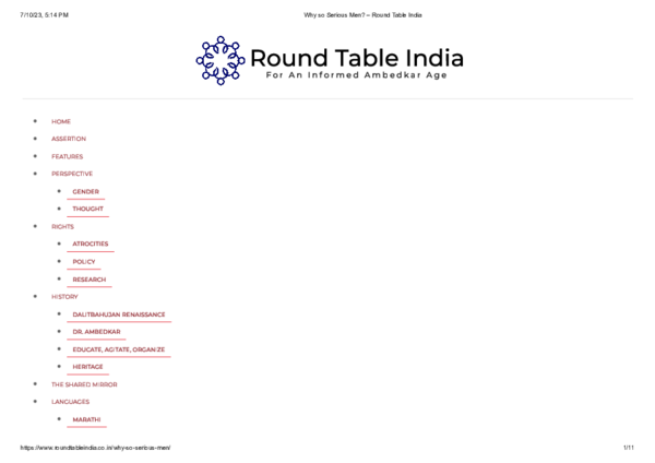 (PDF) Why so Serious Men? -Round Table India