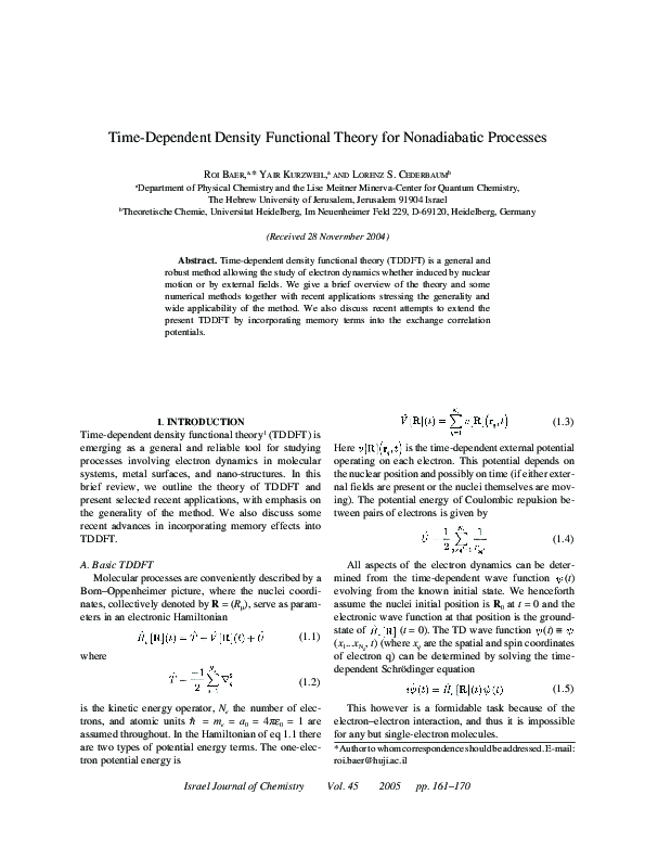 (PDF) Time-dependent density functional theory for nonadiabatic processes