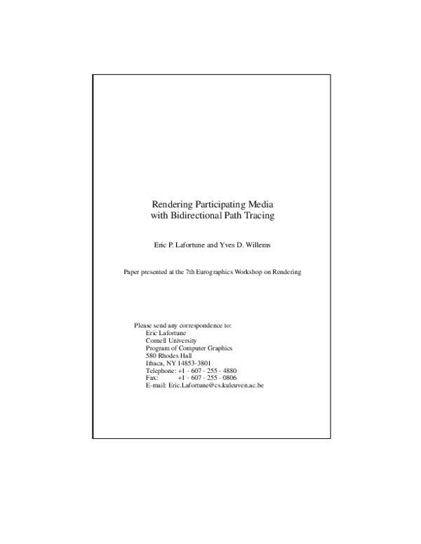 (PDF) Rendering Participating Media with Bidirectional Path Tracing | Yves Willems - Academia.edu