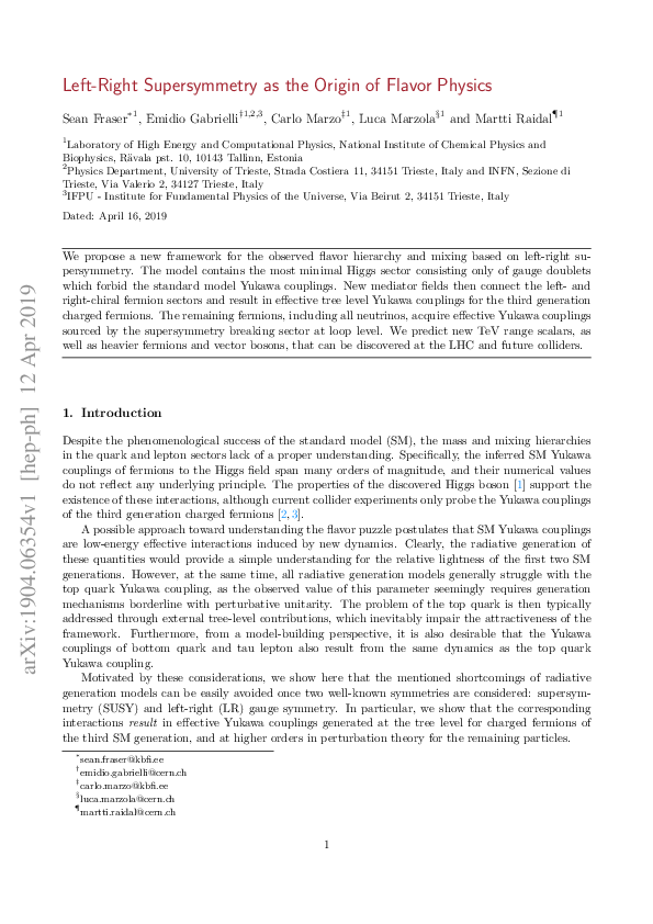 (PDF) Left-right supersymmetry as the origin of flavor structure