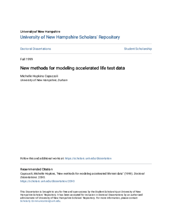 (PDF) New methods for modeling accelerated life test data