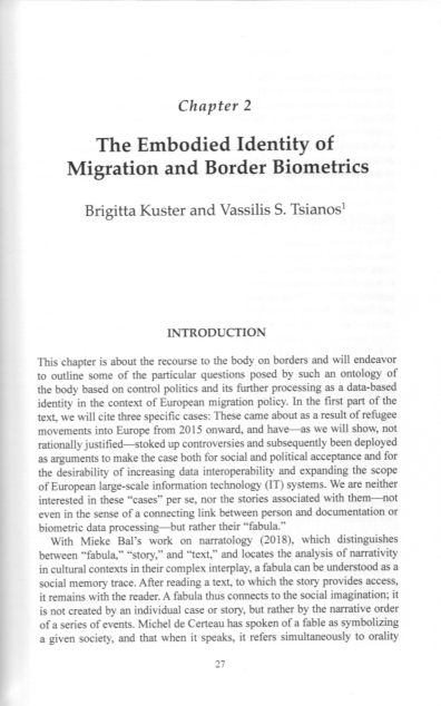 (PDF) “The Embodied Identity of Migration and Border Biometrics”