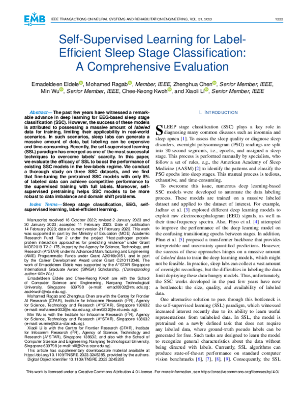 (PDF) Self-Supervised Learning for Label- Efficient Sleep Stage Classification: A Comprehensive ...