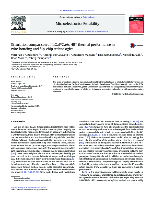 (PDF) Simulation comparison of InGaP/GaAs HBT thermal performance in wire-bonding and flip-chip ...
