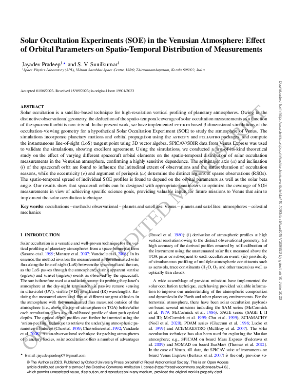 (PDF) Solar Occultation Experiments (SOE) in the Venusian Atmosphere ...