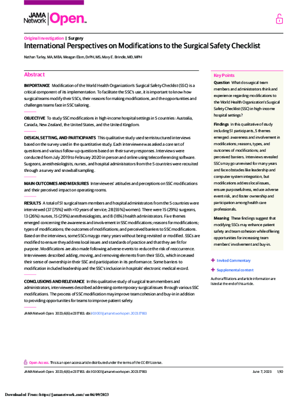 (PDF) International Perspectives on Modifications to the Surgical ...