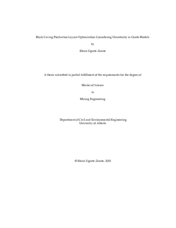 (PDF) Block Caving Production Layout Optimization Considering Uncertainty in Grade Models