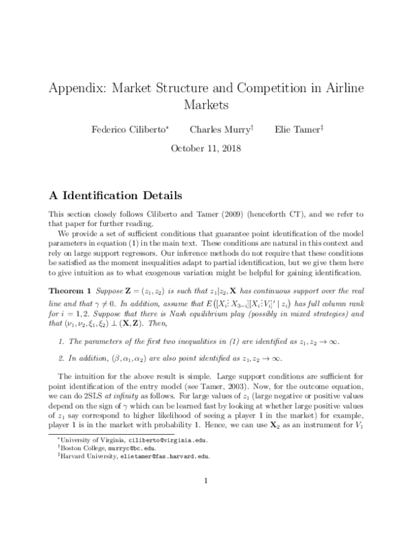 (PDF) Appendix : Market Structure and Competition in Airline Markets