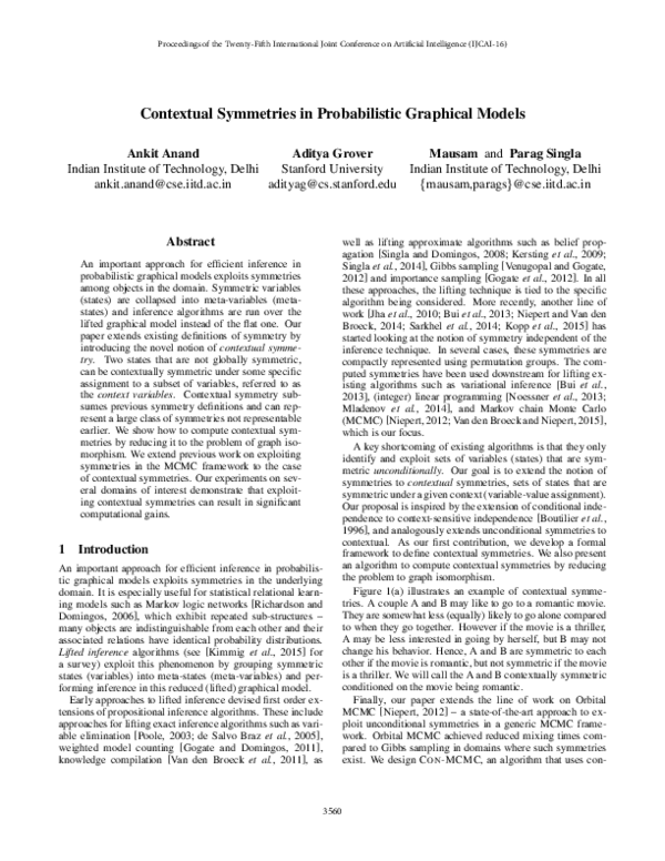 (PDF) Contextual Symmetries in Probabilistic Graphical Models