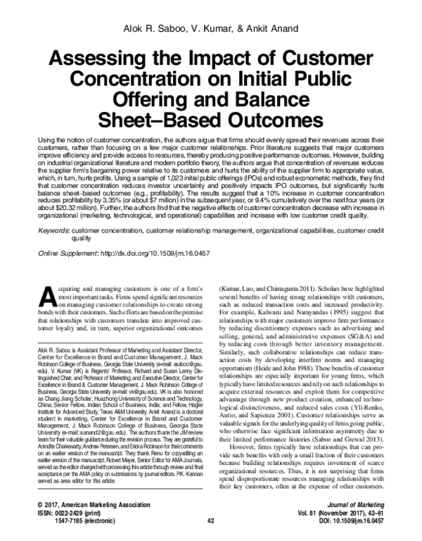 (PDF) Assessing the Impact of Customer Concentration on Initial Public ...