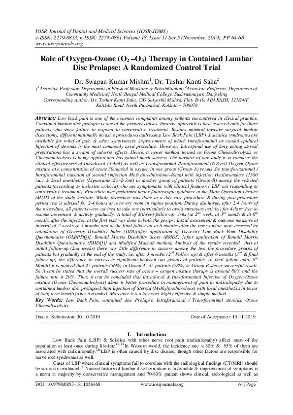 (PDF) Role of Oxygen-Ozone (O2 –O3) Therapy in Contained Lumbar Disc ...