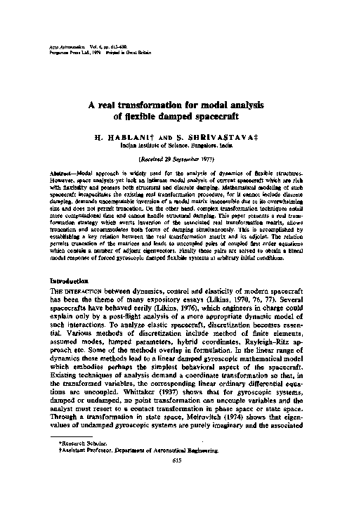 Pdf A Real Transformation For Modal Analysis Of Flexible Damped Spacecraft