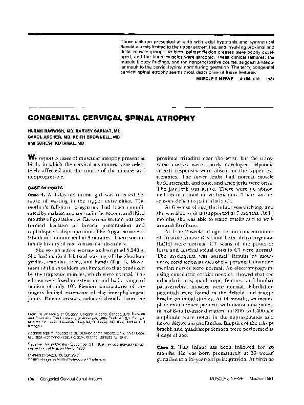 (PDF) Congenital cervical spinal atrophy | Husam Darwish - Academia.edu