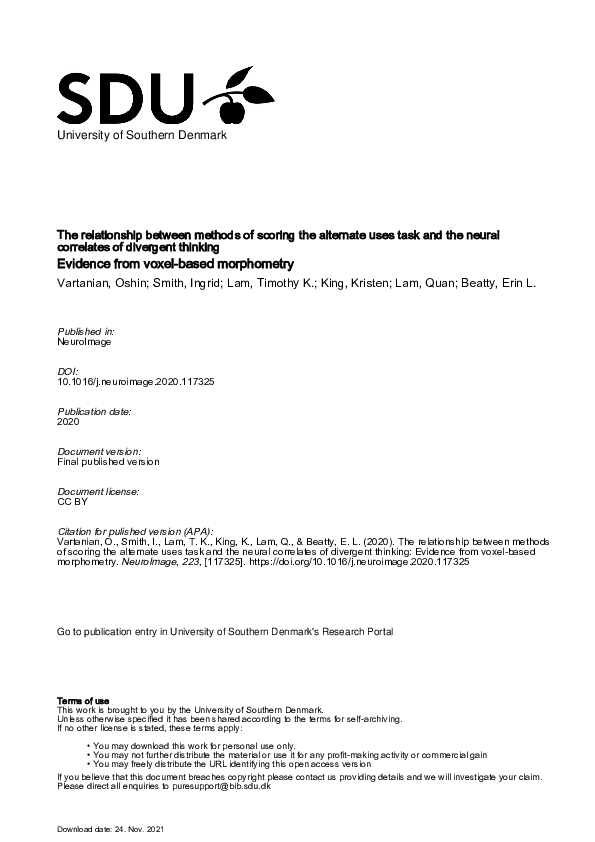 (PDF) The relationship between methods of scoring the alternate uses ...