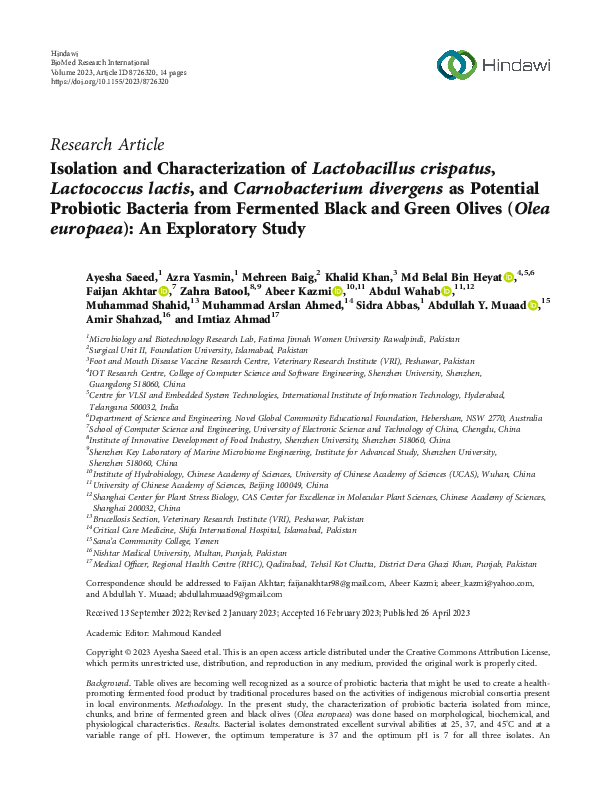 (PDF) Isolation and Characterization of Lactobacillus crispatus, Lactococcus lactis, and ...