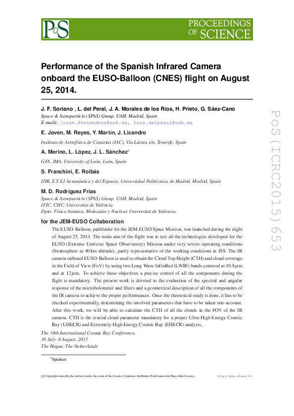 (PDF) Performance of the Spanish Infrared Camera onboard the EUSO ...