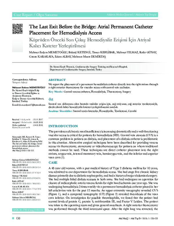 (PDF) The Last Exit Before the Bridge: Atrial Permanent Catheter ...