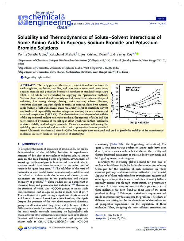 (PDF) Solubility and Thermodynamics of Solute–Solvent Interactions of Some Amino Acids in ...