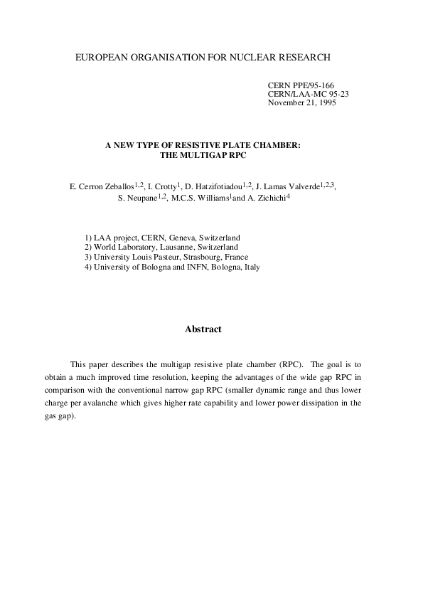 (PDF) A new type of resistive plate chamber: The multigap RPC