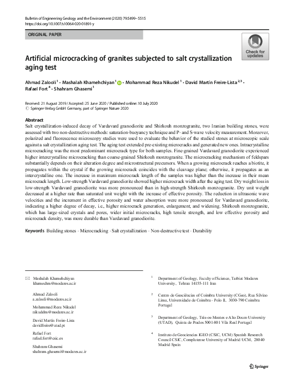 (PDF) Artificial microcracking of granites subjected to salt ...