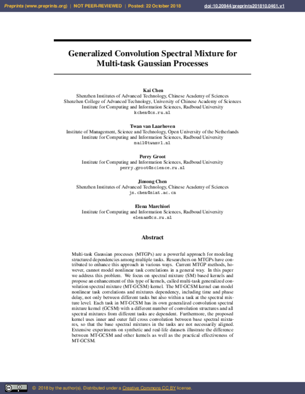 (PDF) Generalized Convolution Spectral Mixture for Multi-Task Gaussian Processes