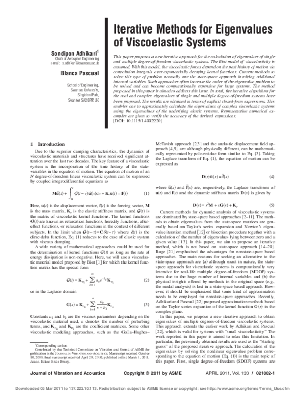 (PDF) Iterative Methods for Eigenvalues of Viscoelastic Systems