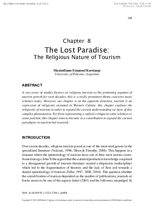 (PDF) The Lost Paradise The Religious Nature of Tourism
