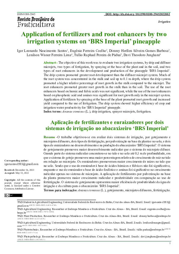 (PDF) Application of fertilizers and root enhancers by two irrigation ...