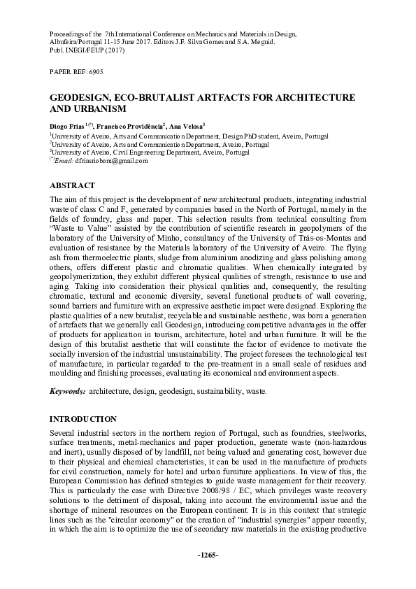 (PDF) Geodesign, Eco-Brutalist Artfacts for Architecture and Urbanism
