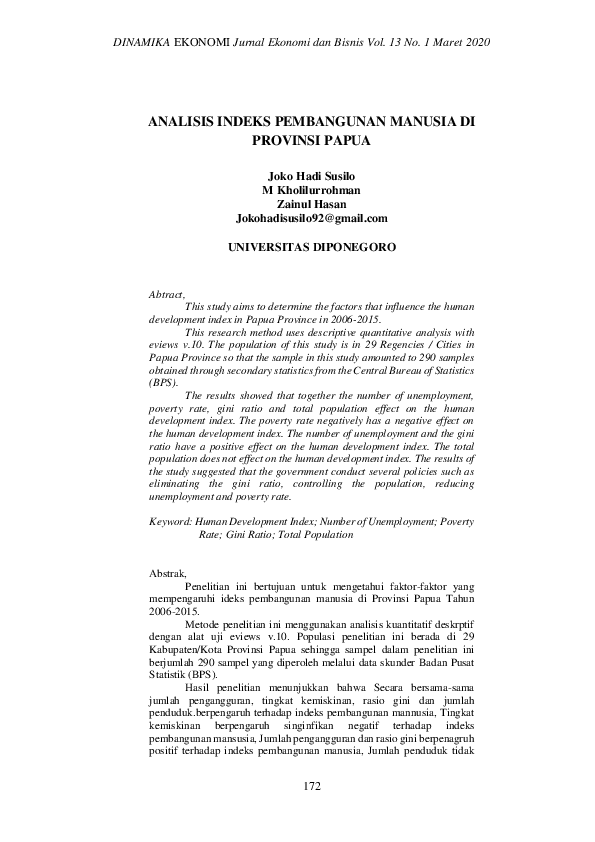 (PDF) Analisis Indeks Pembangunan Manusia DI Provinsi Papua