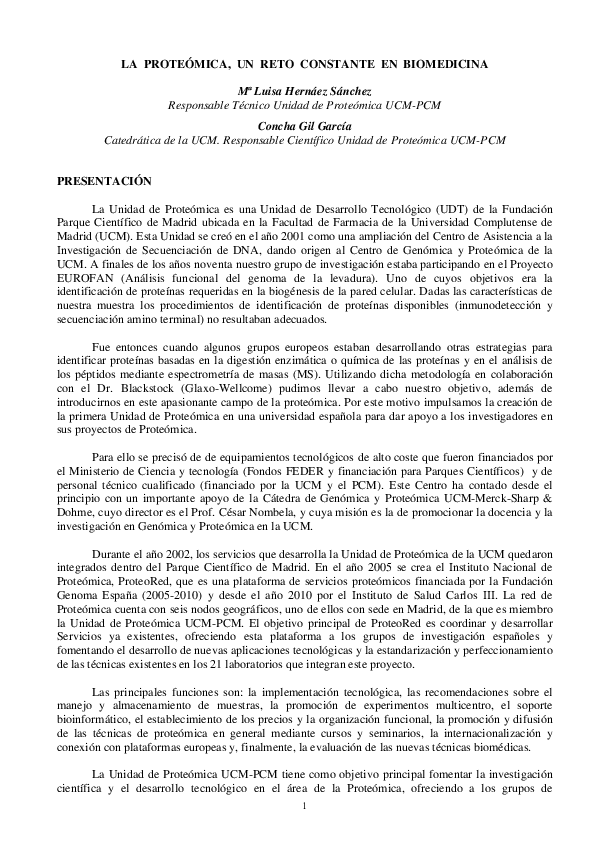 (PDF) La Proteómica, un reto constante en Biomedicina